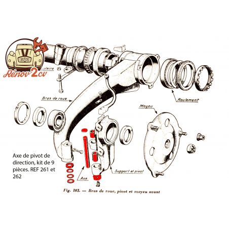 Axe pivot direction 9 pièces qualité supérieure